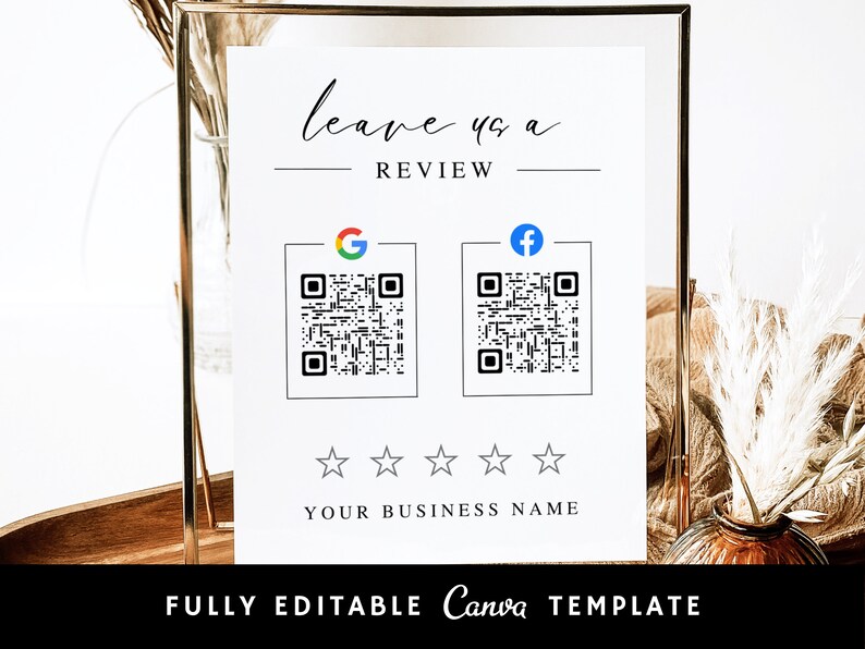 Ask for Review QR Code Sign Template, Google Review Sign, Facebook ...