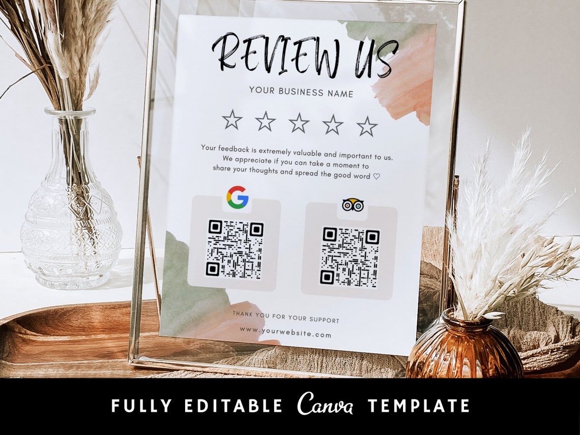 Review Request QR Code Sign Template Business Review Us - Etsy
