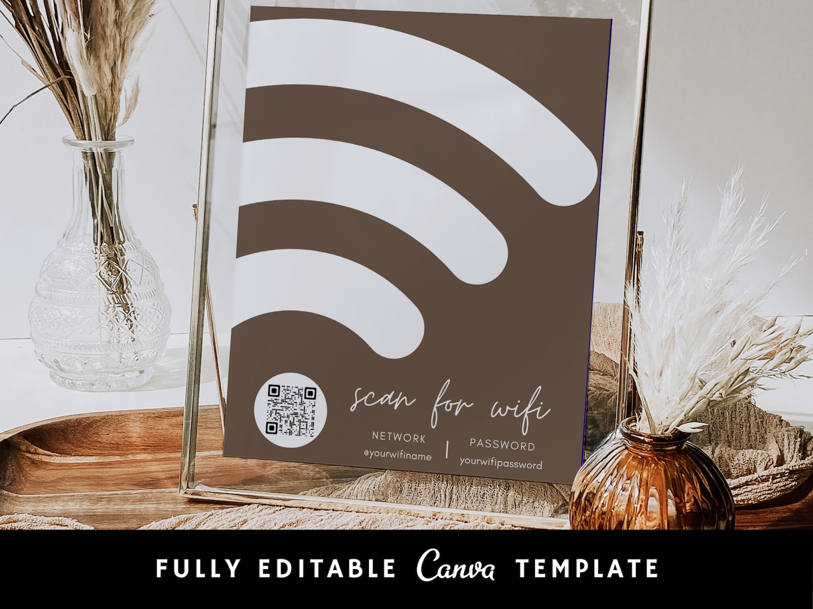 WIFI QR Code Sign Template, Scan for WIFI, Scan to Connect Sign, Wifi ...