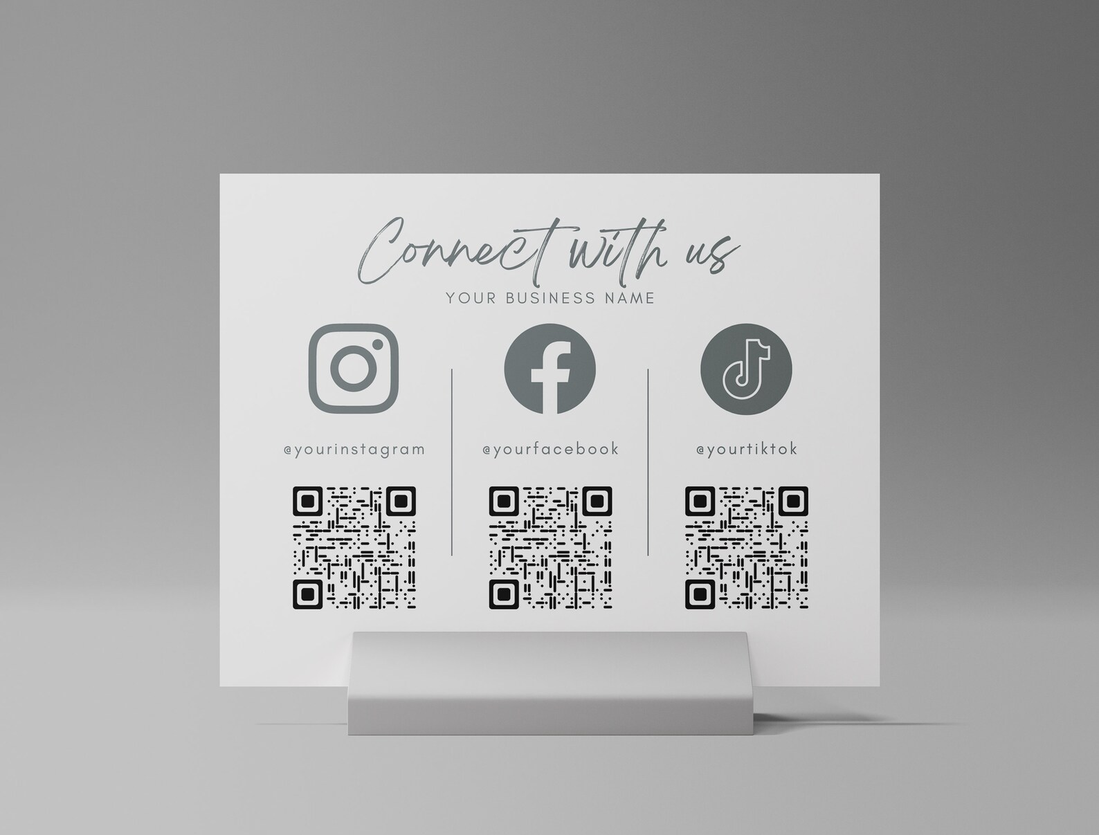 Connect With Us QR Code Sign Template, Social Media Small Business Sign ...