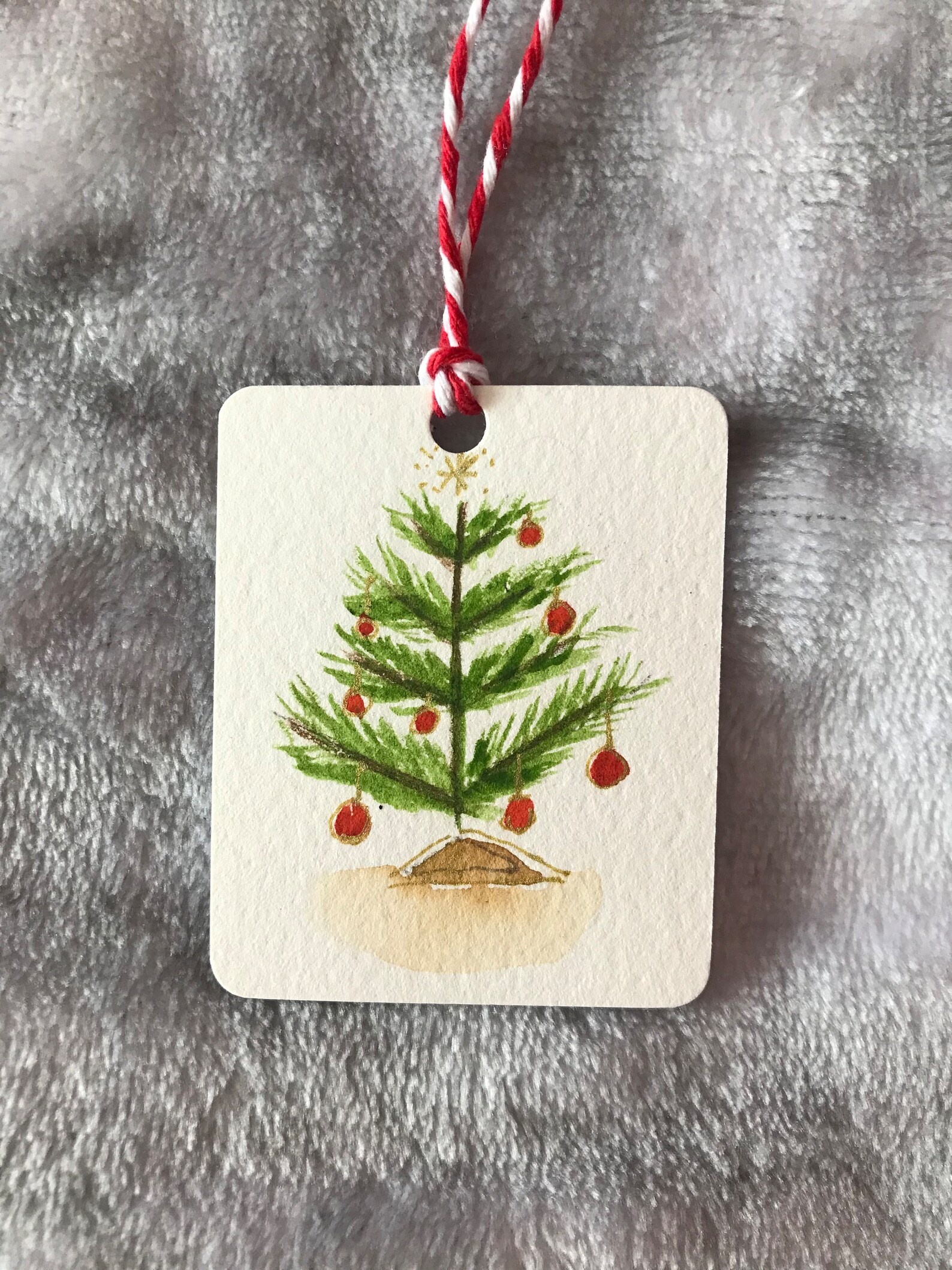 Christmas Gift Tags, Hand Painted Xmas Tags, Christmas Tree Gift Labels ...