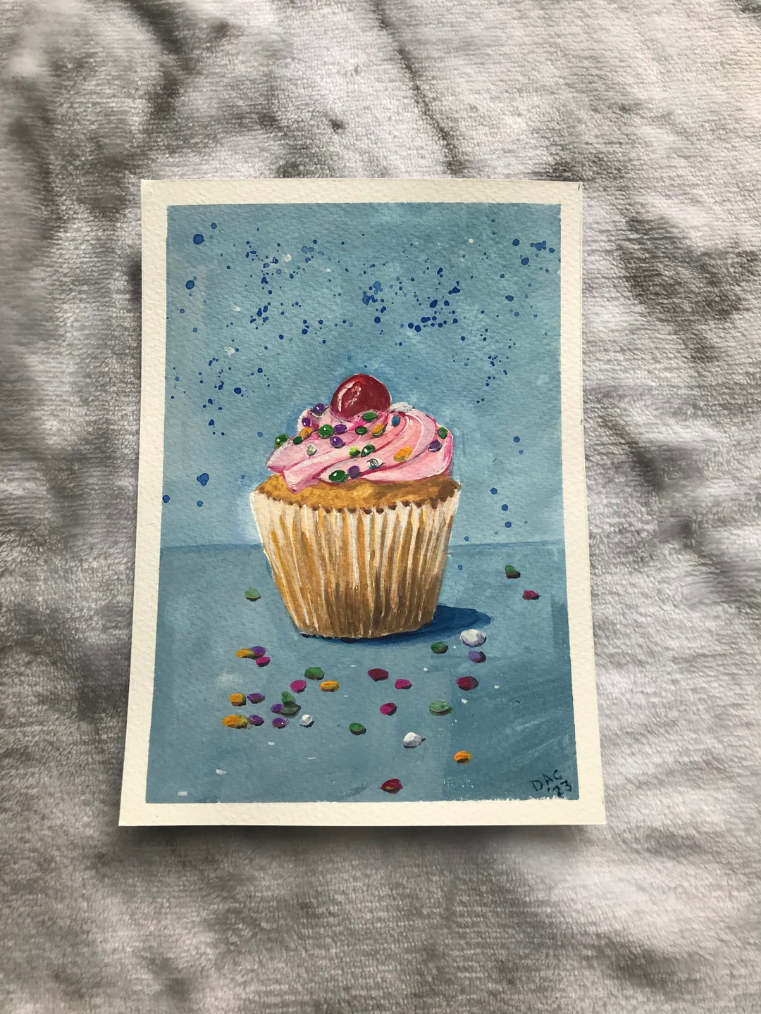 Cupcake Gouache Art, Gouache Cake Painting, Original Artwork, Home ...