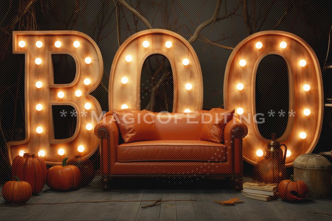 BOO, Halloween! Spooky Digital Backdrop Gothic Haunted Hills Scary ...