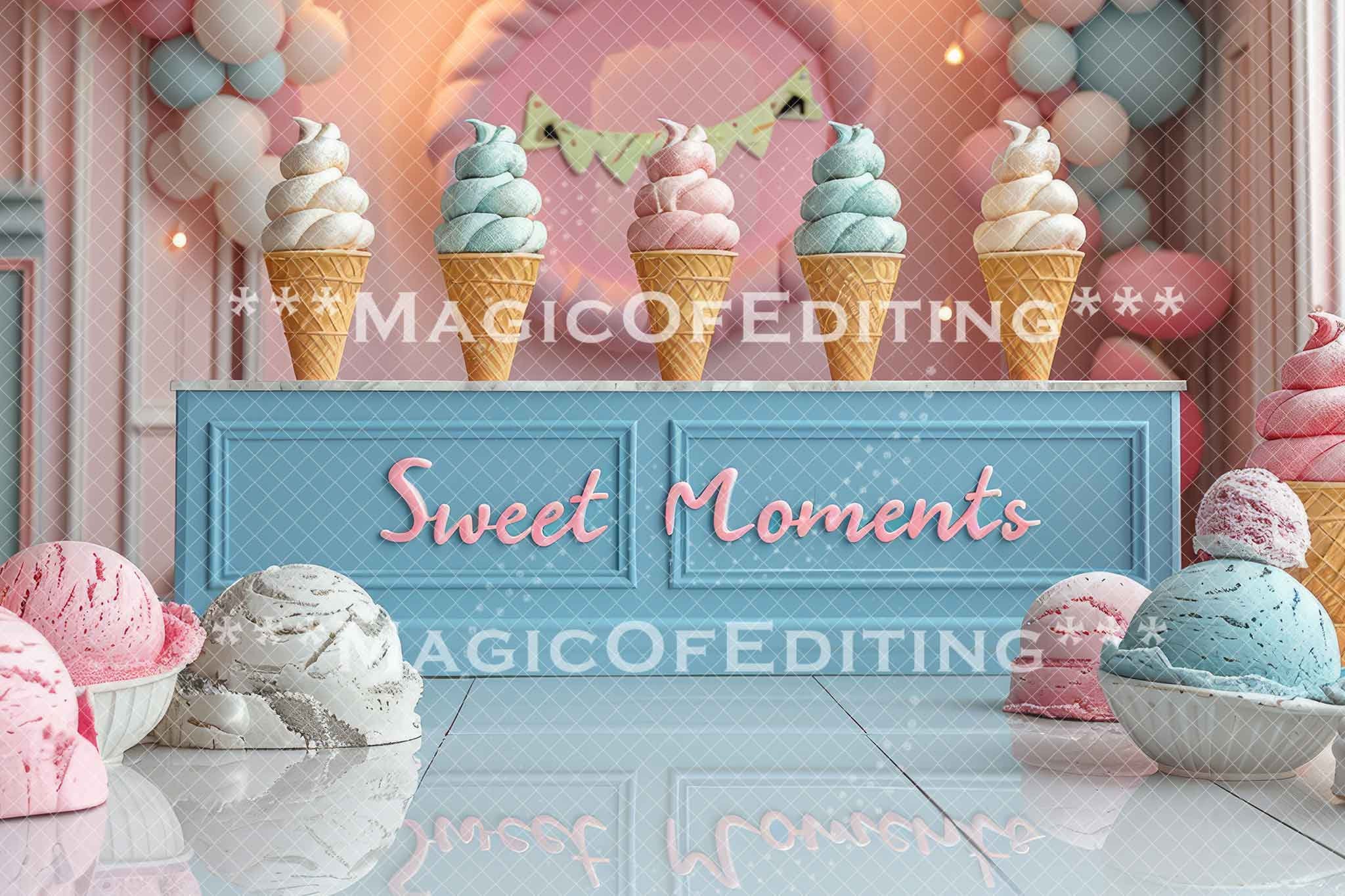 Ice Cream Shop, Pastel Digital, Digital Background, Summer Background ...