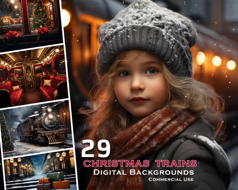 Polar Express Christmas Trains Digital Backdrops, Christmas Stock ...