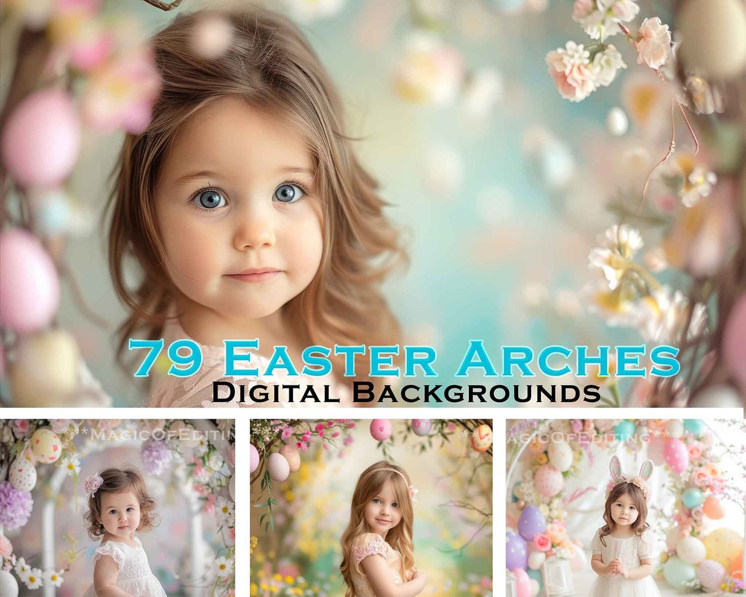 79 PACK, Spring Digital Background, Easter, Bunny, Rabbit, Spring ...