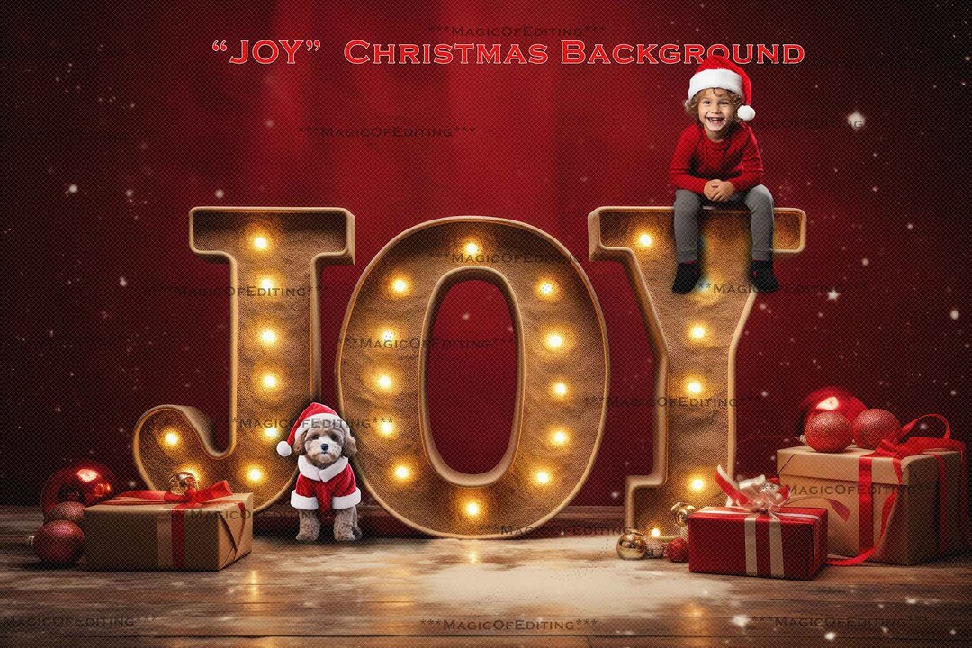 JOY Big Letters Digital Backdrop, Christmas Stock, Christmas Background ...