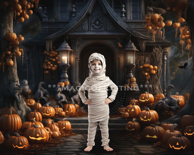 42 Halloween! Spooky Digital Backdrop Gothic Haunted Hills Scary Horror ...