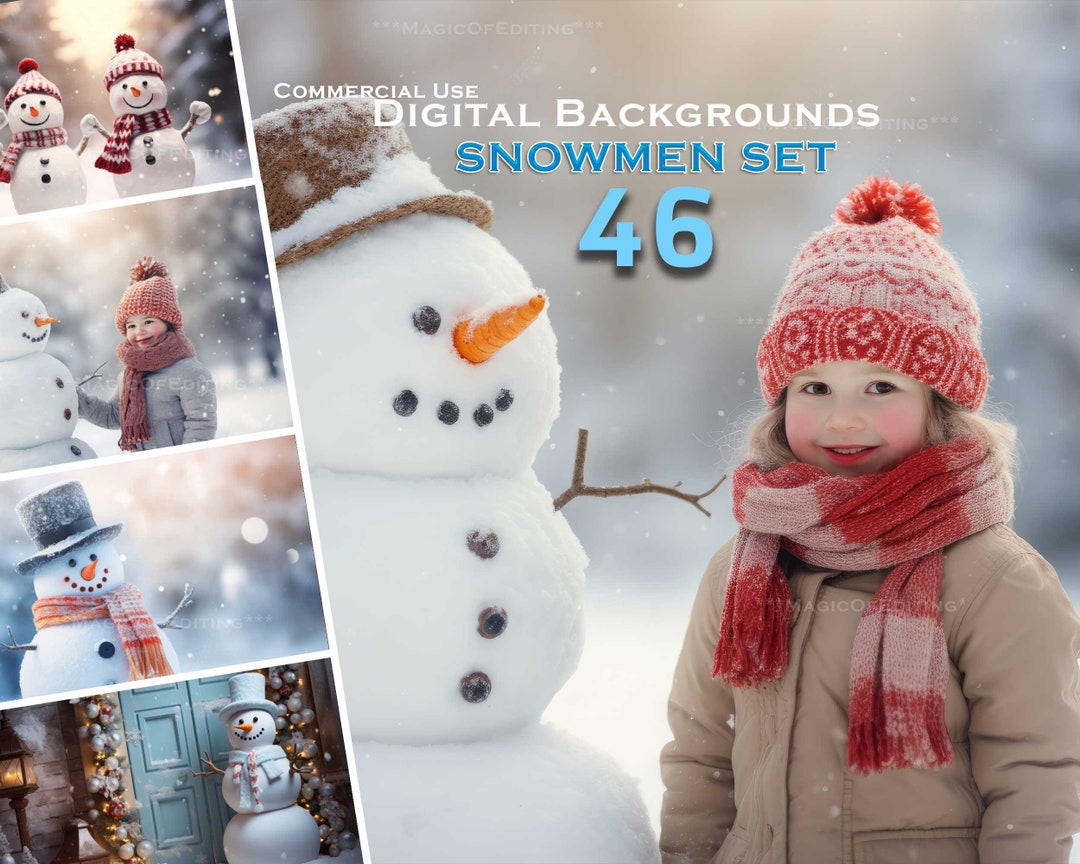 Snowman Premium Photo Quality Digital Backdrops, Winter Snow, Christmas ...