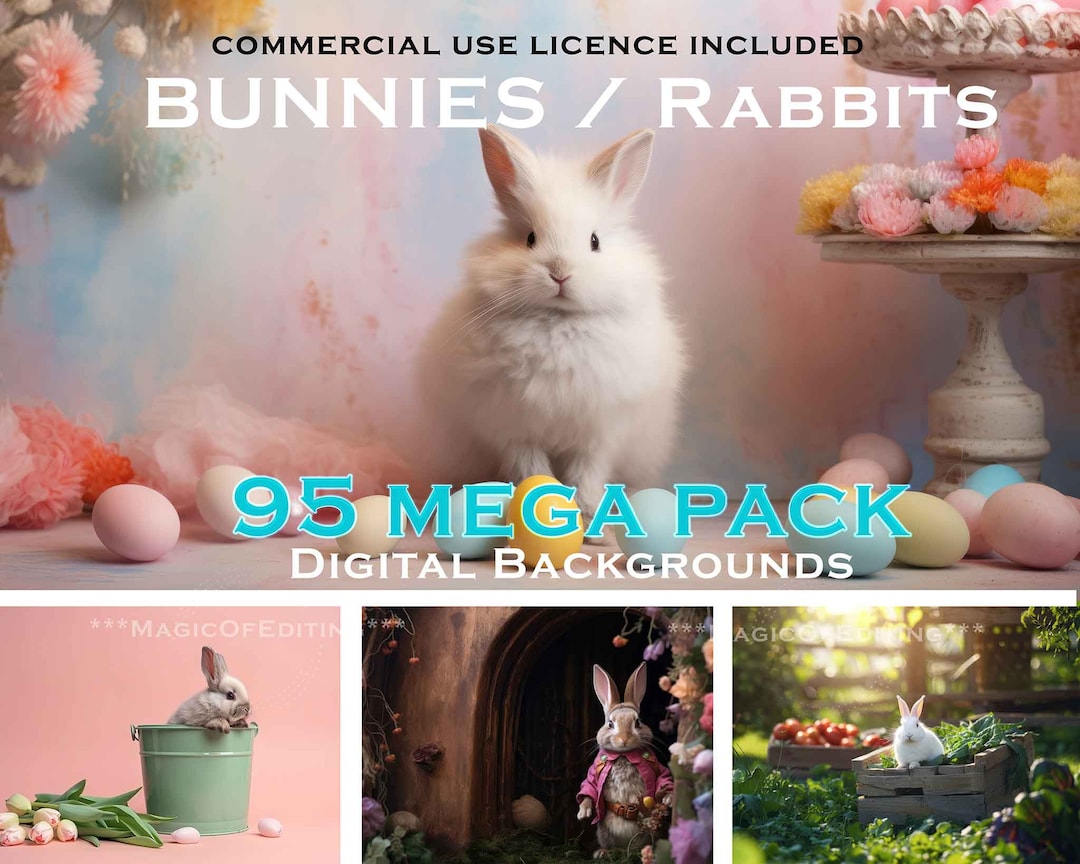 95 MEGA PACK, Easter Digital, Spring Digital Background, Easter, Bunny ...