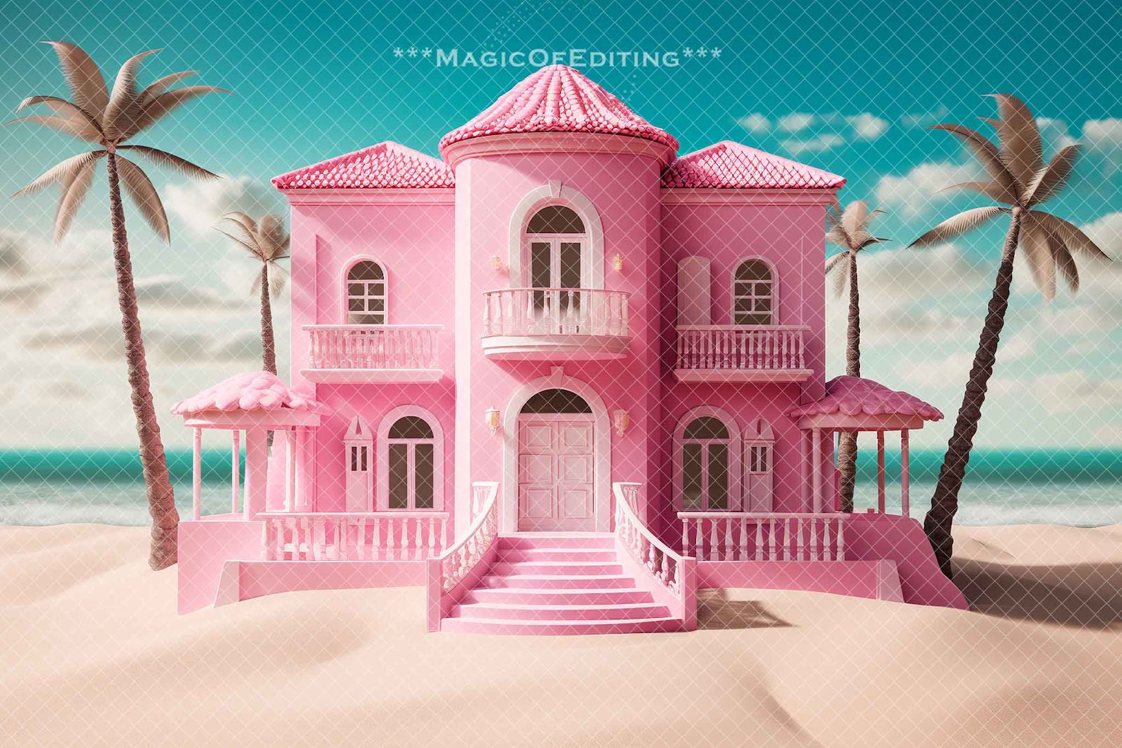 Malibu Beach Doll Mansion Inspired Digital Backdrops, Beach Background ...