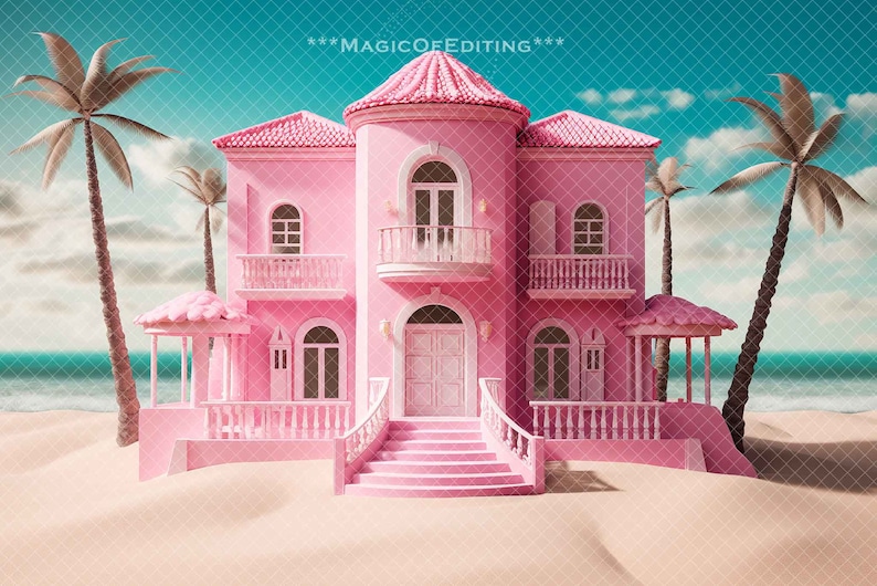 Malibu Beach Doll Mansion Inspired Digital Backdrops, Beach Background ...