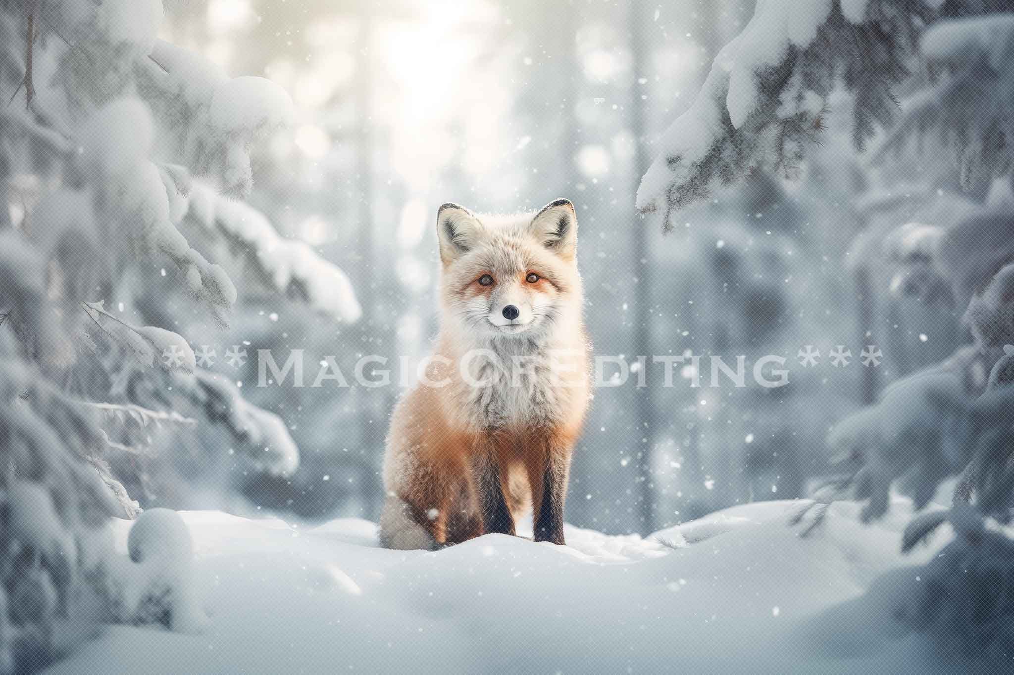 4 White Winter Animals, Digital Backdrop, Snow, Christmas, North Pole ...