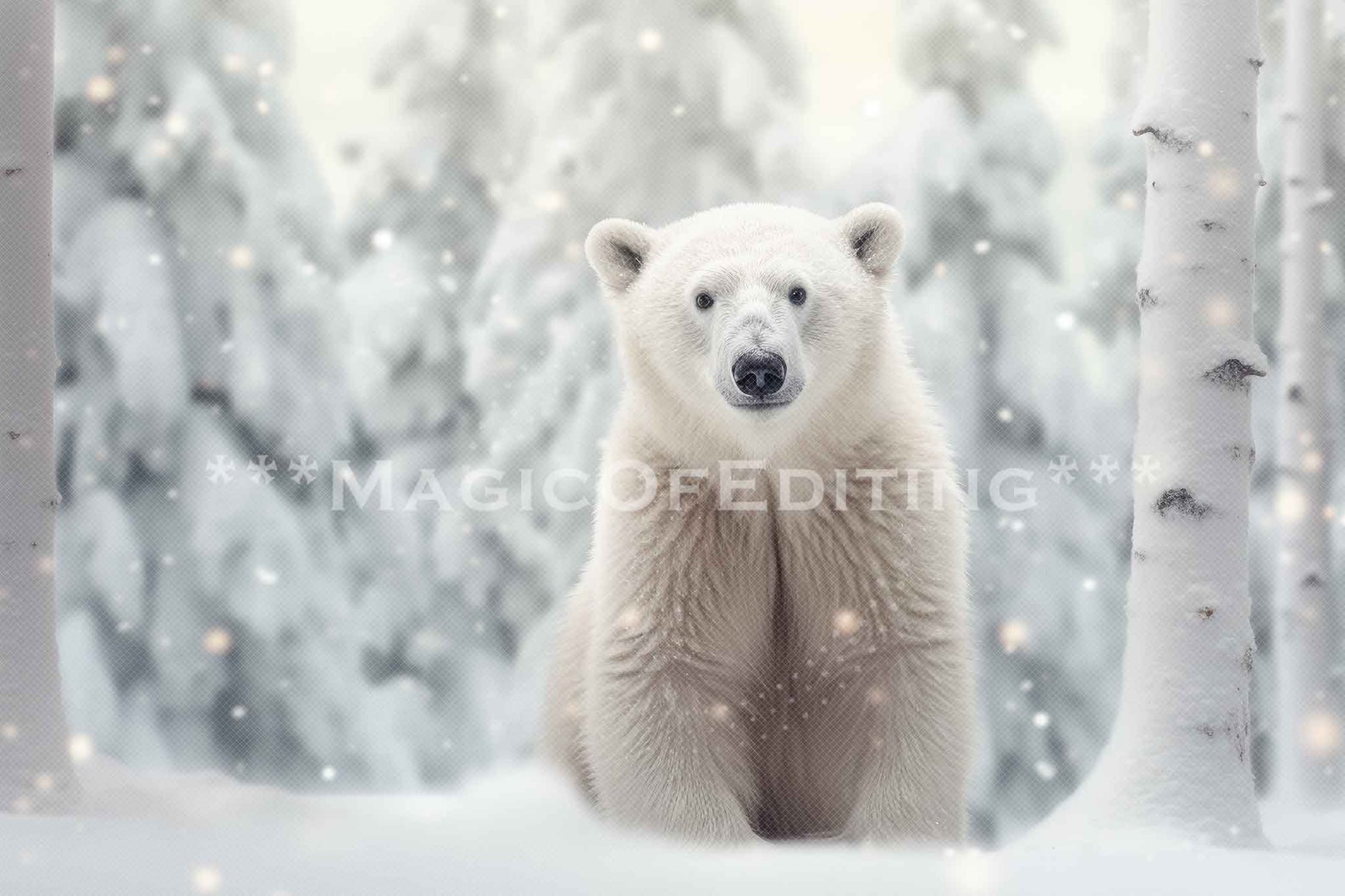 4 White Winter Animals, Digital Backdrop, Snow, Christmas, North Pole ...