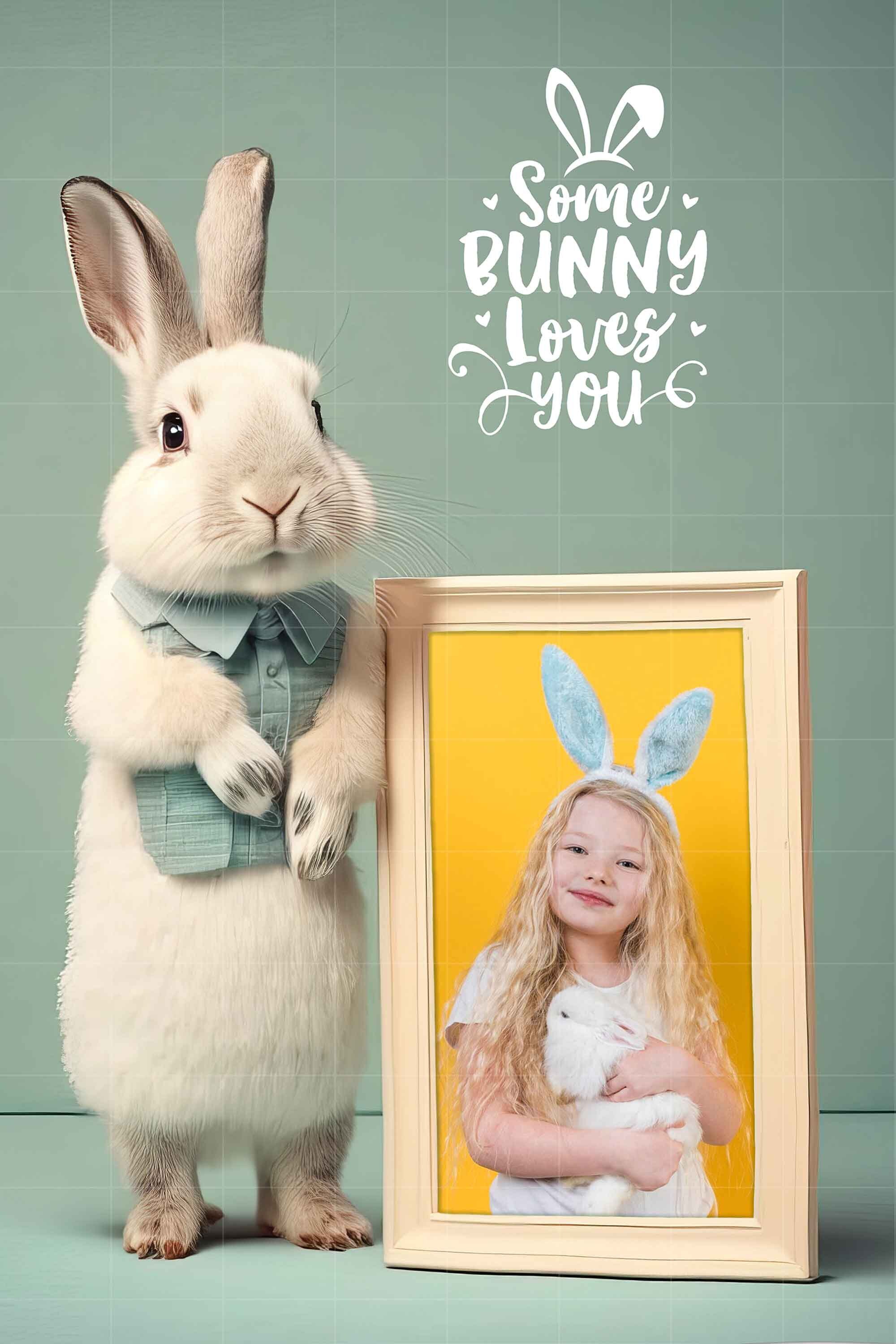 Easter Bunny Frame Digital Backdrop PNG File Fine Art Easter - Etsy