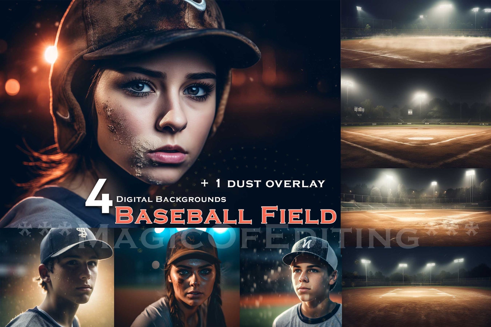 4 Sports Digital Background With Dust Overlay Baseball Field - Etsy