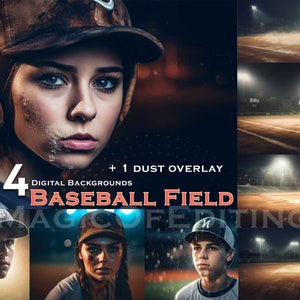 4 Sports Digital Background With Dust Overlay, Baseball Field, Baseball ...