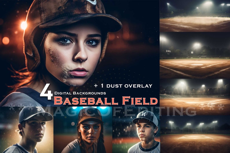 4 Sports Digital Background With Dust Overlay Baseball Field - Etsy