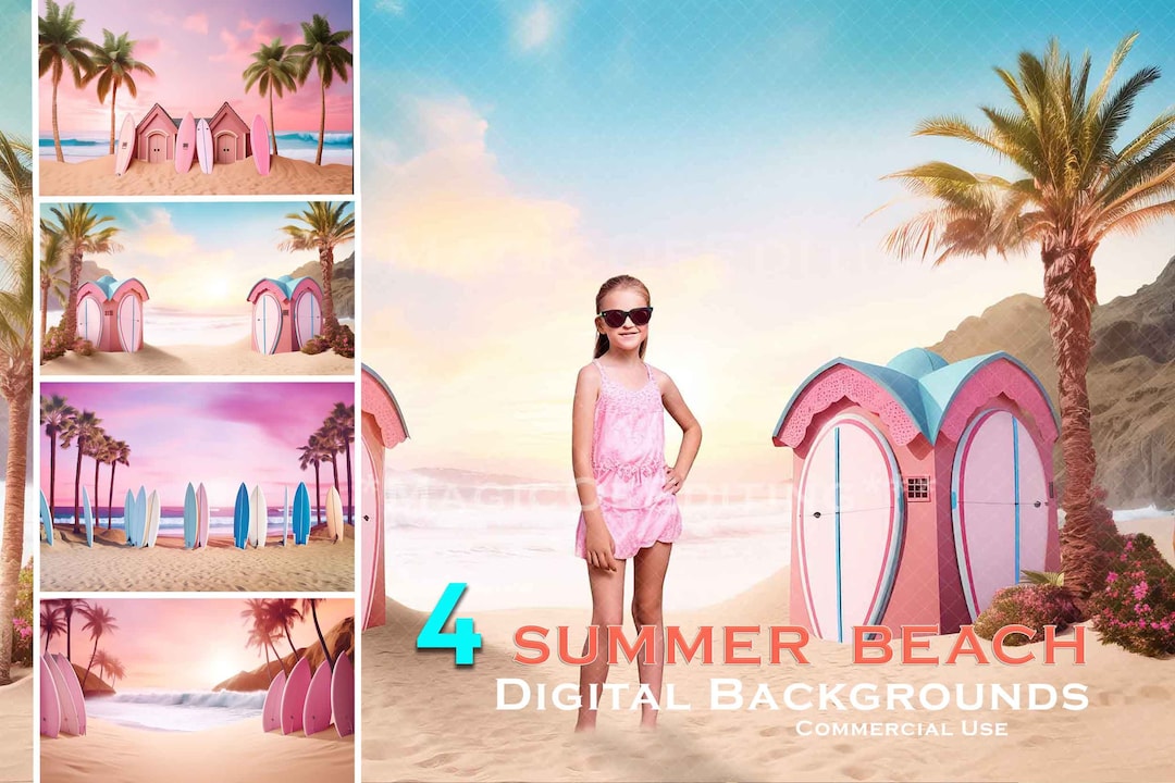 4 Malibu Beach Doll Mansion Inspired Digital Backdrops Beach Background ...