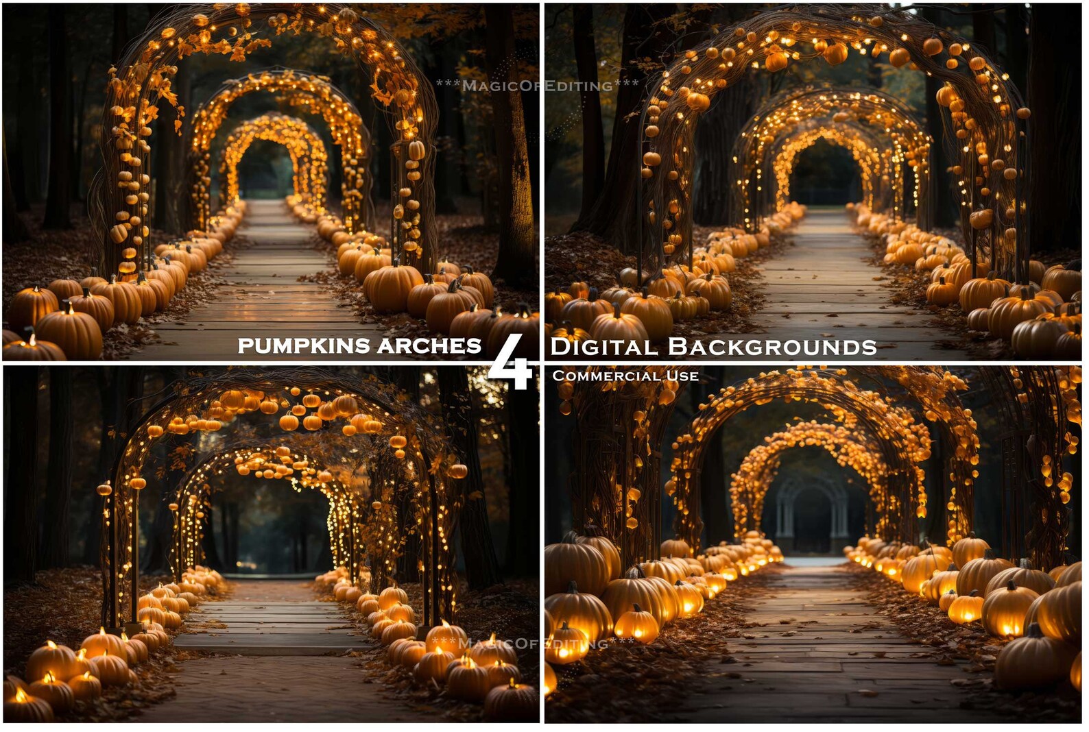 Pumpkin Arches Halloween Spooky Digital Backdrop Gothic Haunted House ...
