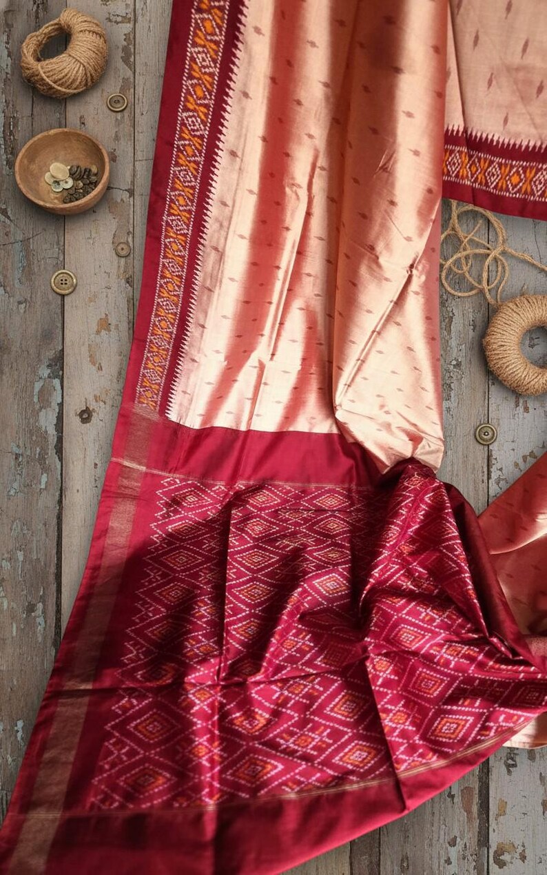 Vintage Rare Iridescent Gold Handwoven Pure Silk Fabric Sari Saree ...