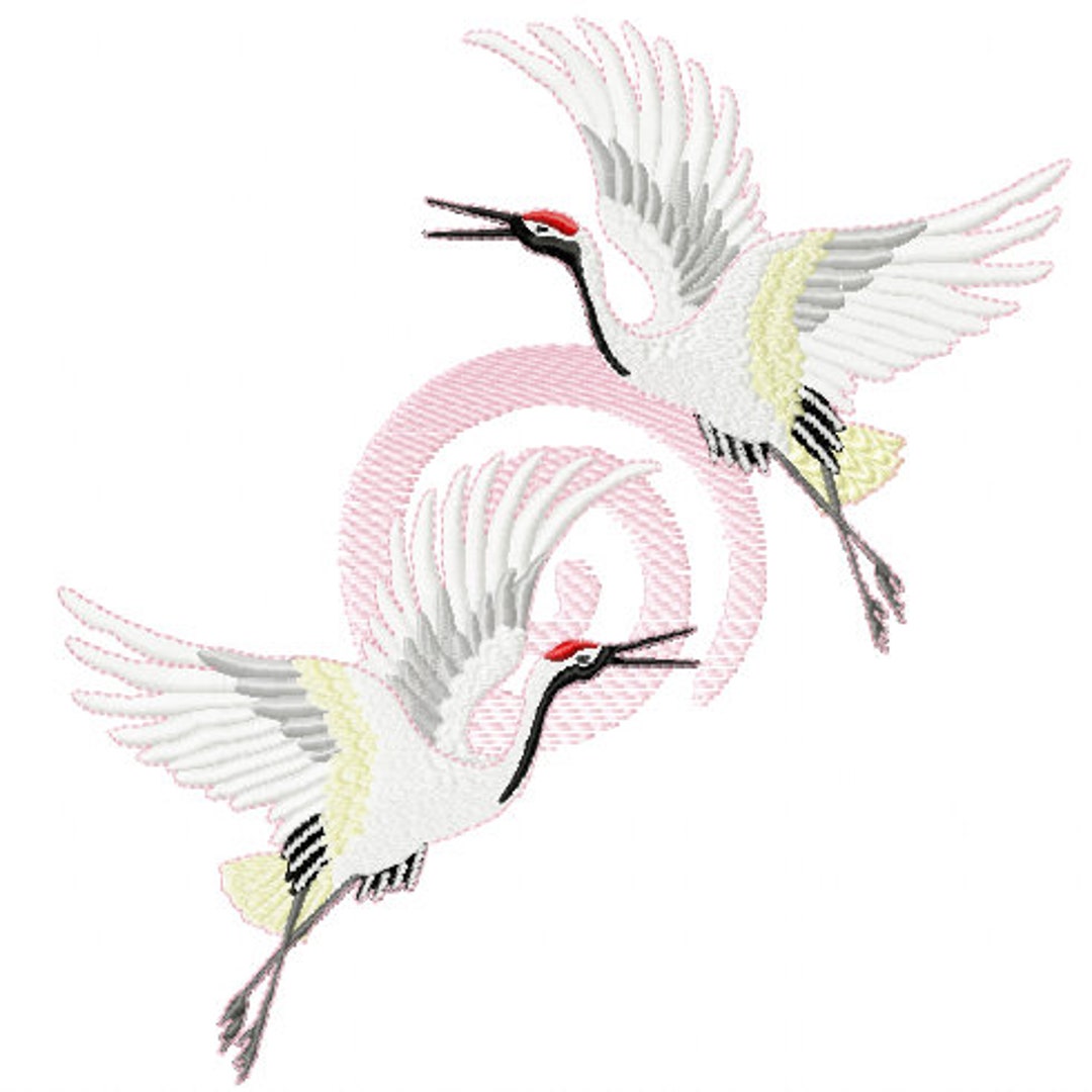 Embroidery File Embroidery Program Cranes 125 X 112 Mm and 190 X 180 Mm ...