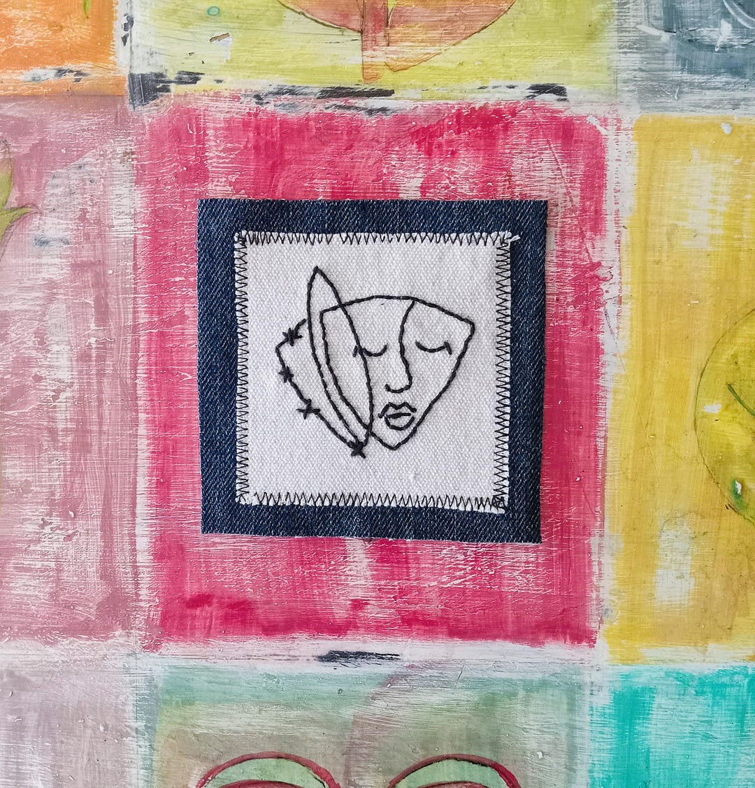 Hand Embroidered Line Drawing Patch , Handmade Sew on Patch , Jacket ...