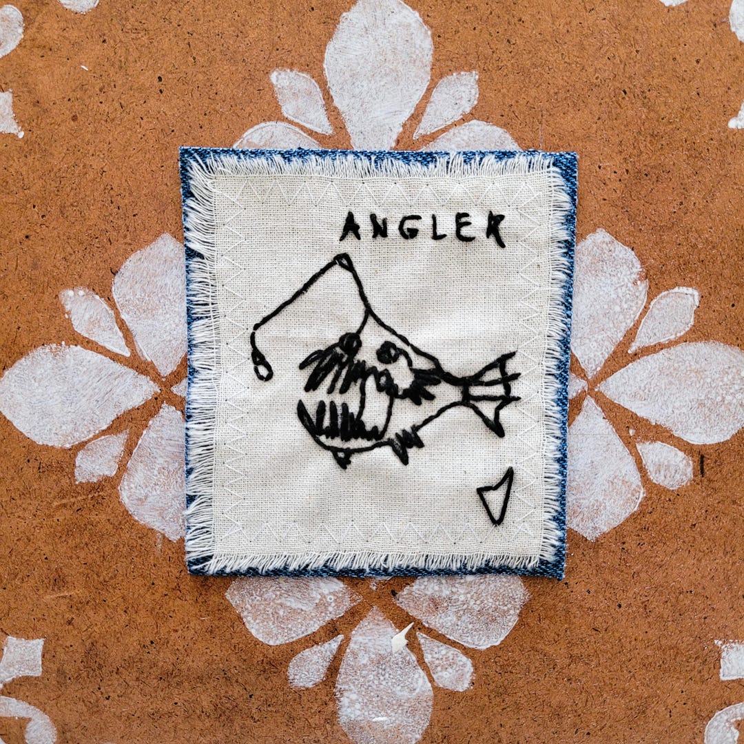 Hand Embroidered Angler Fish Patch: Sew-on Canvas Art - Etsy