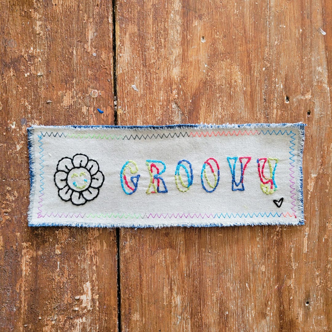 Hand Embroidered Sew on Patch , Handmade Sew on Patch , Groovy Patch ...