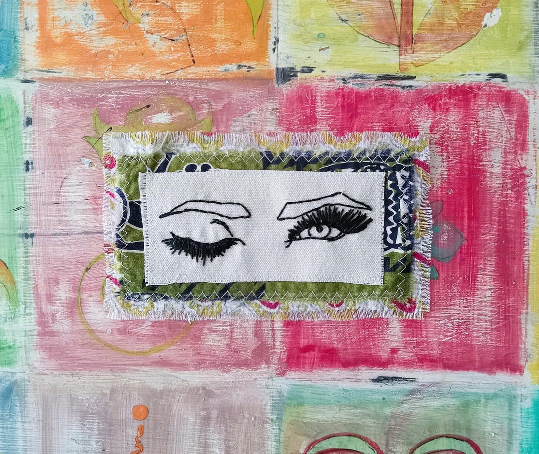 Winking Eye Patch , Hand Embroidered Patch , Handmade Sew on Patch ...