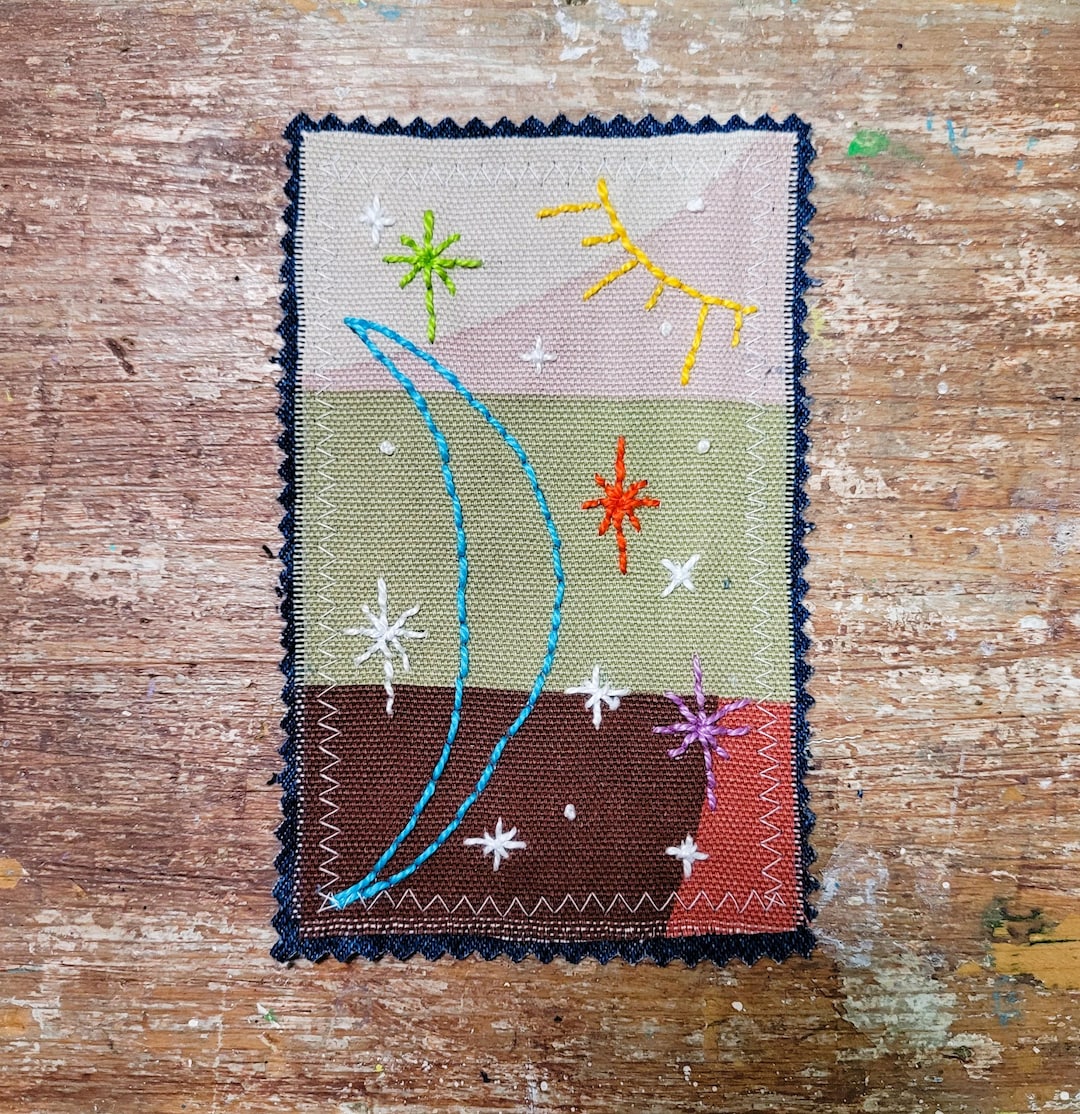 Hand Embroidered Sun , Moon and Stars Sew on Patch , Celestial Hand ...