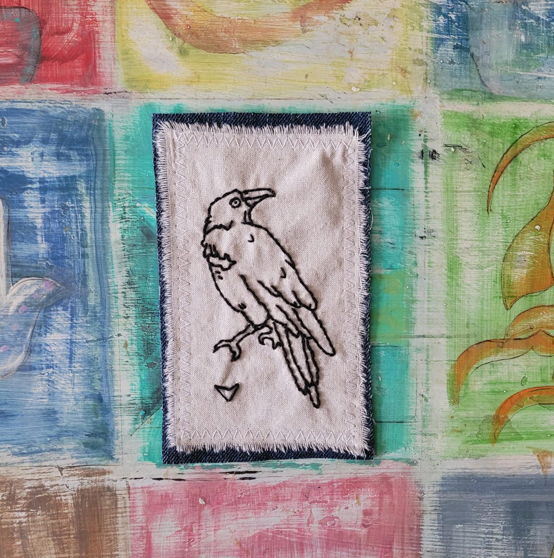 Hand Embroidered Raven Sew on Patch , Bird Patch , Patch for Jackets ...