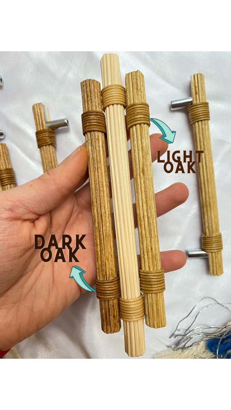 Dark Oak Rattan Bamboo Handle ,boho Dresser Handle, Rattan Knobs for ...