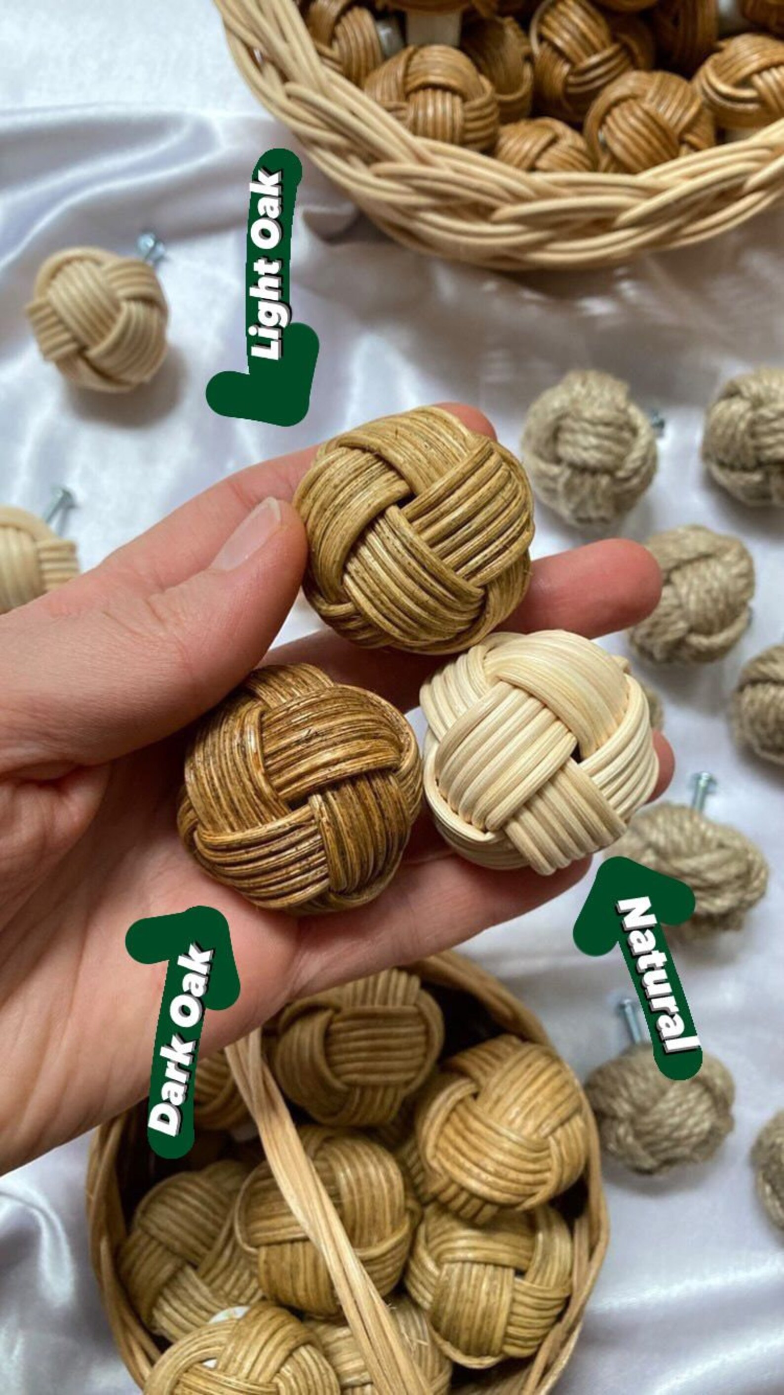 Wicker Light Oak Bamboo Rattan Knob, Modern Boho Dresser Knobs, Wicker ...