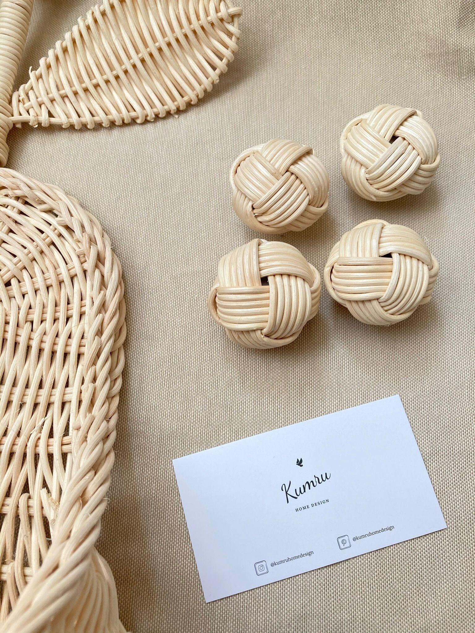 Wicker Natural Rattan Bamboo Rope Knob Handle,boho Dresser Knobs,rattan ...