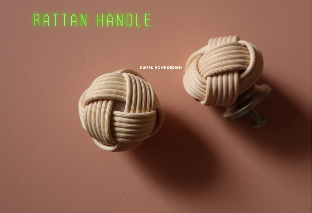 Wicker Rattan Knob Handle,boho Dresser Knobs, Rattan Knobs for Dresser ...