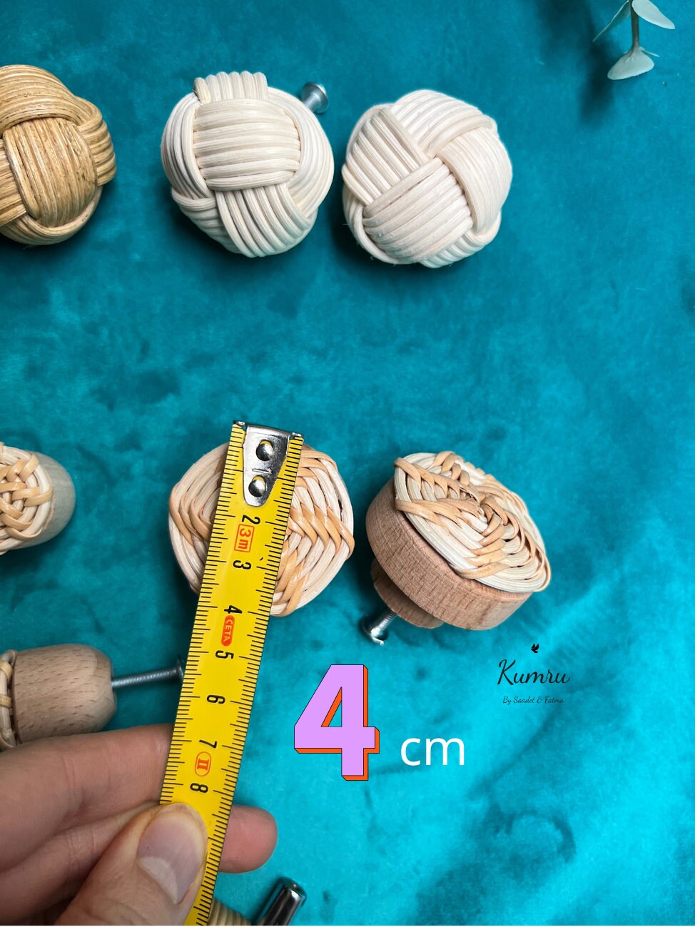 Boho Rattan Dresser Knobs 4cm Diameter Round Wooden Drawer Knobs ...