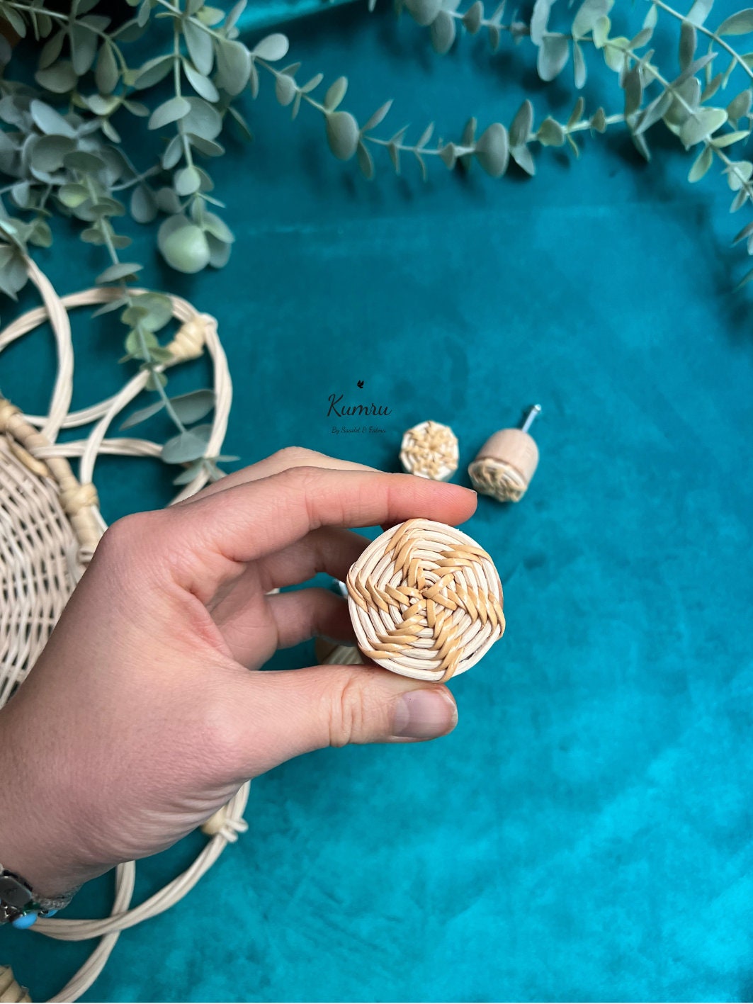 Boho Rattan Dresser Knobs - 4cm Diameter- Round Wooden Drawer Knobs ...