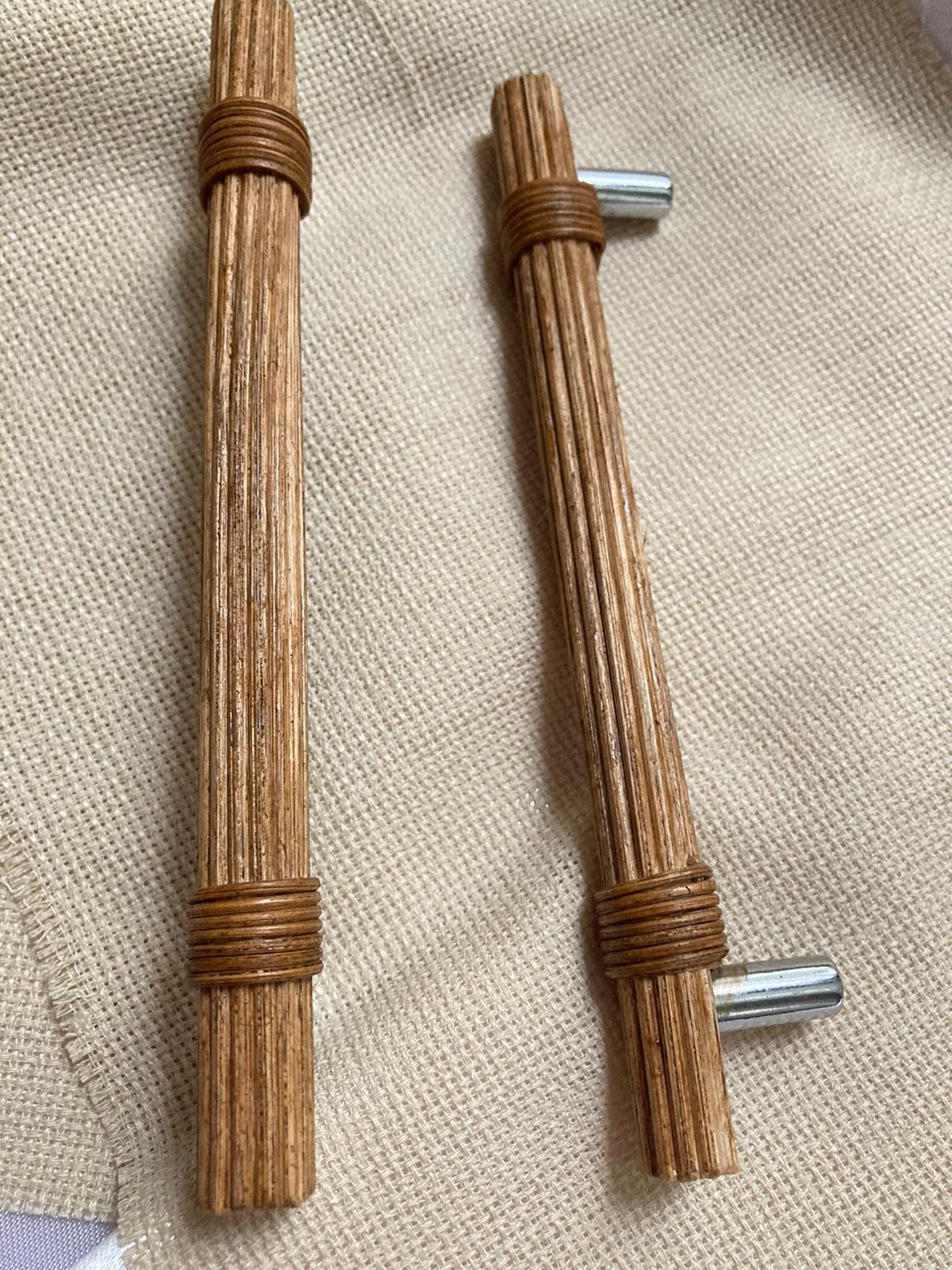 Dark Oak Rattan Bamboo Handle ,boho Dresser Handle, Rattan Knobs for ...