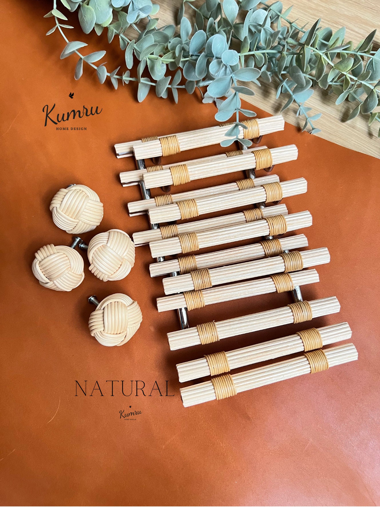 Light Oak Rattan Bamboo Handle boho Dresser Handle Rattan - Etsy