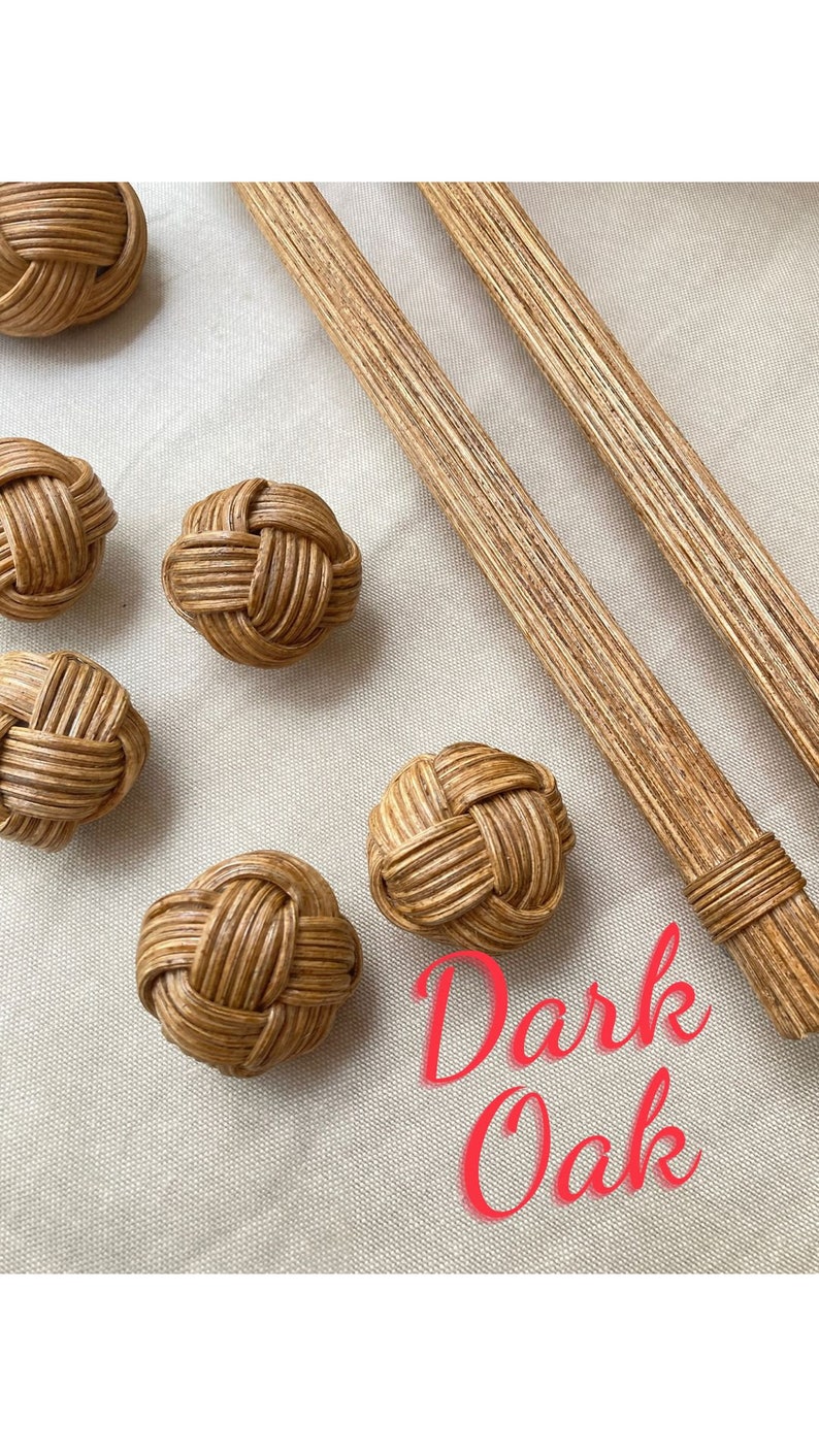Dark Oak Rattan Bamboo Handle ,boho Dresser Handle, Rattan Knobs for ...