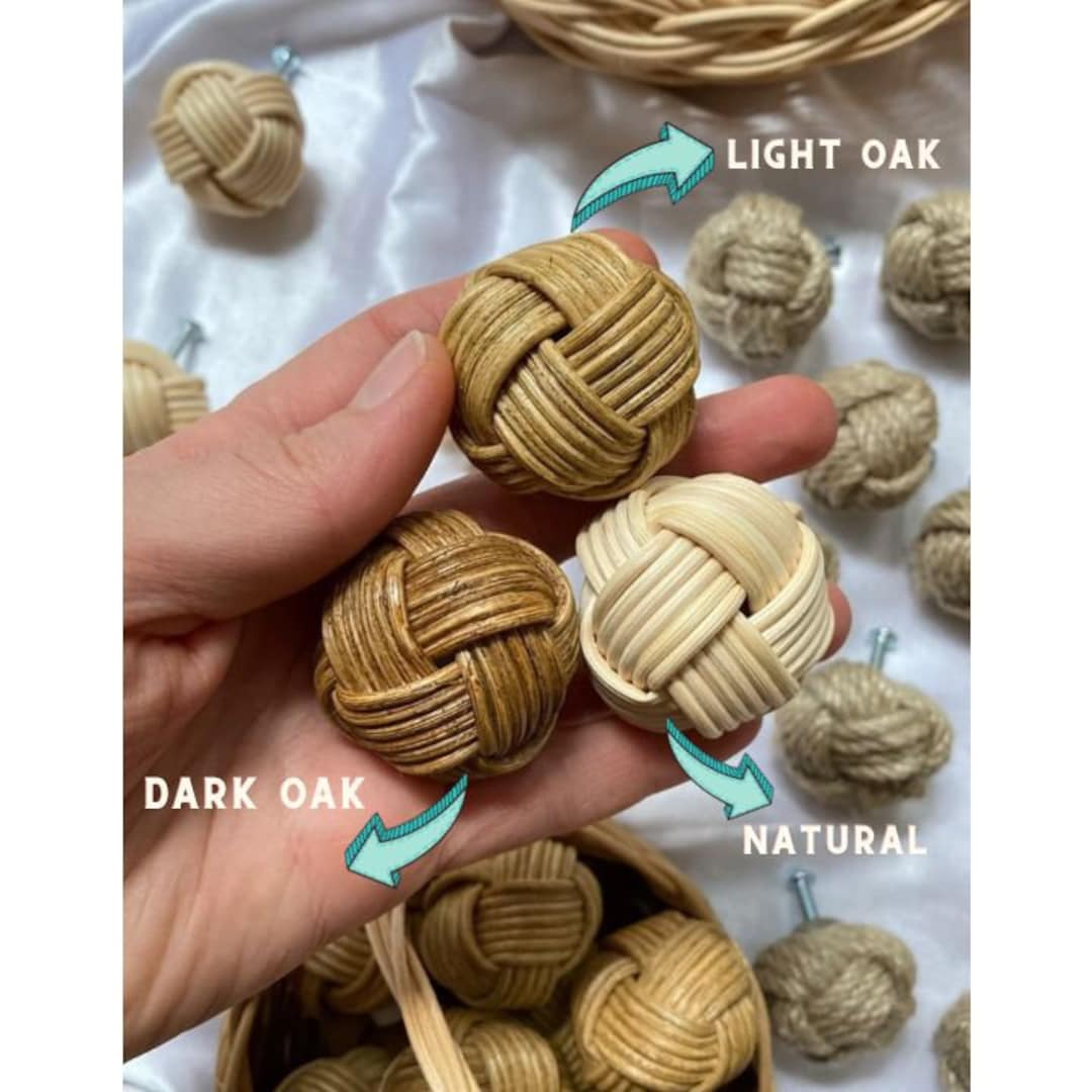 Wicker Natural Rattan Bamboo Rope Knob Handle,boho Dresser Knobs,rattan ...