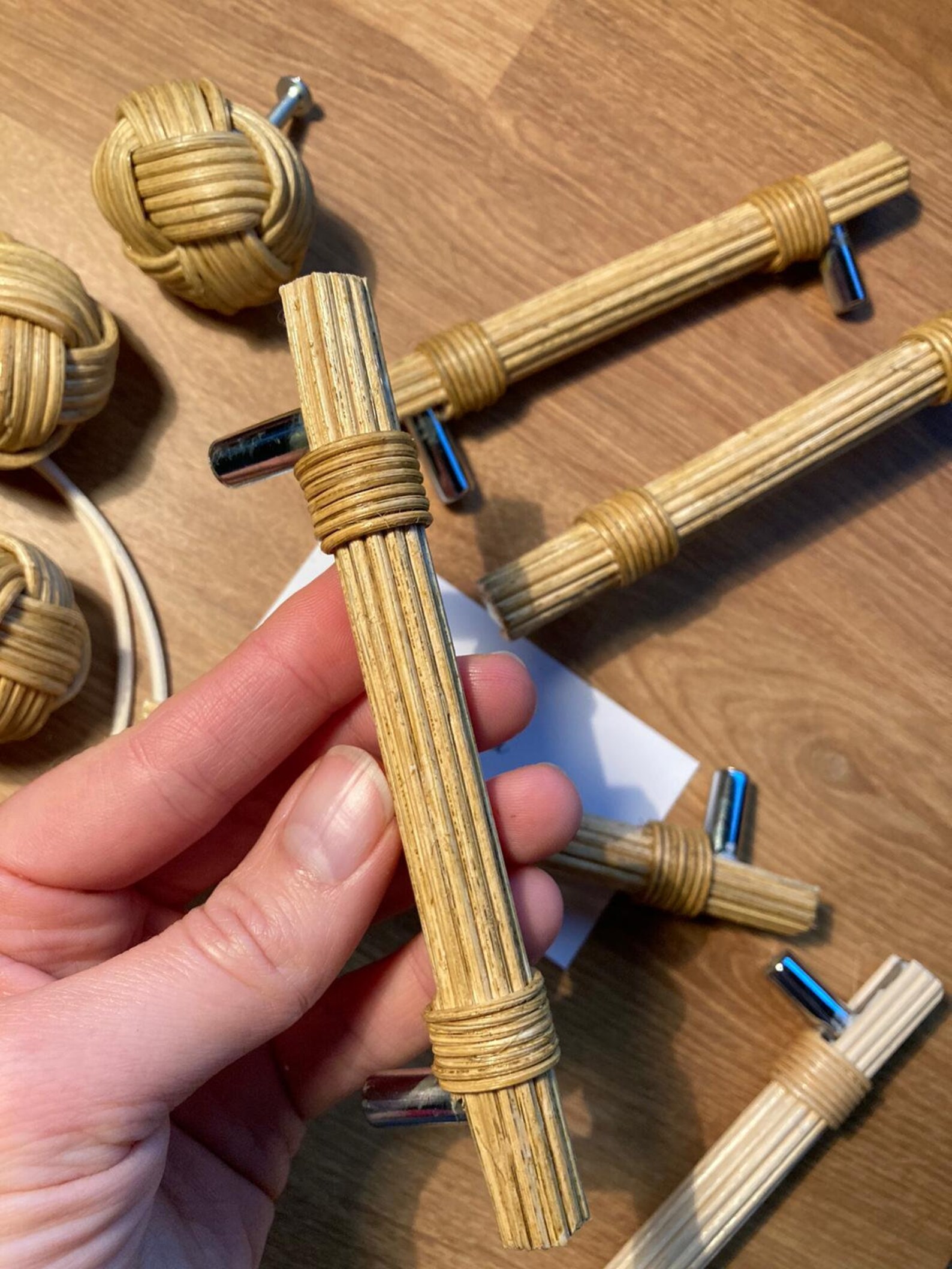Wicker Light Oak Bamboo Rattan Knob, Modern Boho Dresser Knobs, Wicker ...