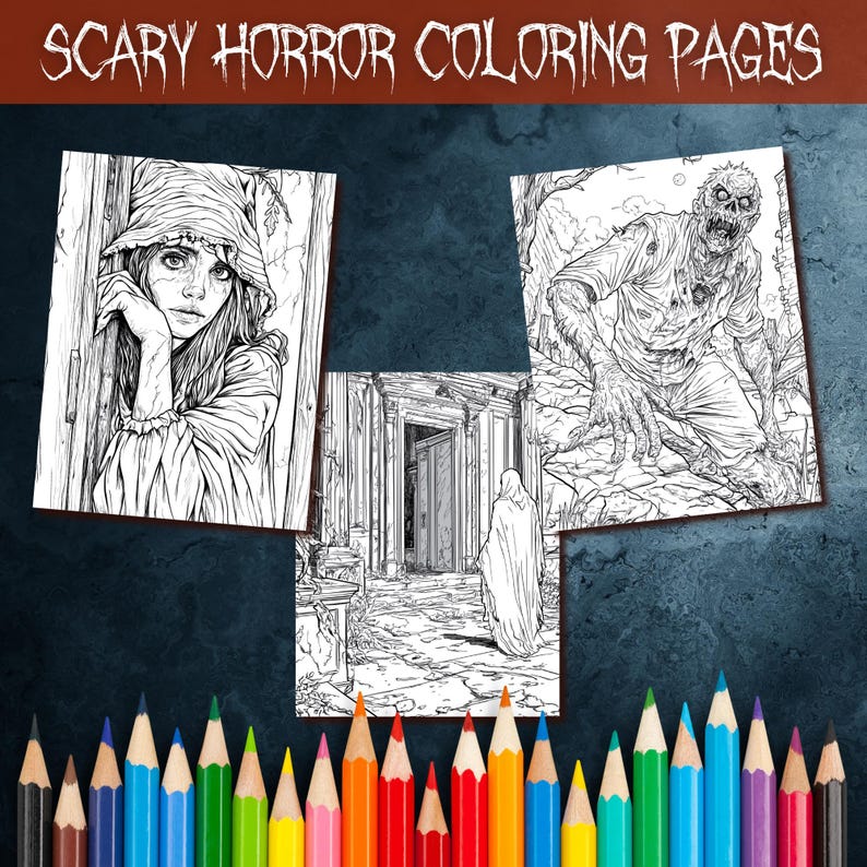 Horror Coloring Pages, Scary Halloween Coloring Pages for Adults ...