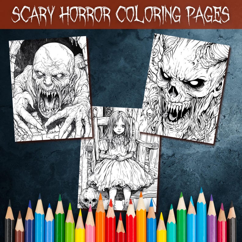 Horror Coloring Pages, Scary Halloween Coloring Pages for Adults ...