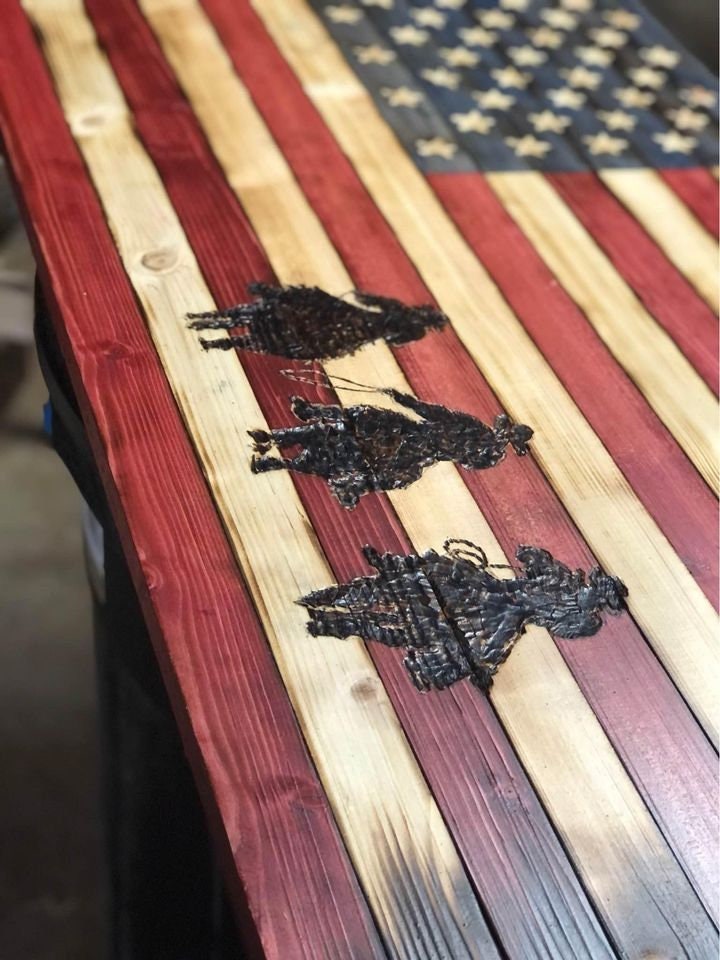 Tres Vaqueros Wooden Flag - Etsy