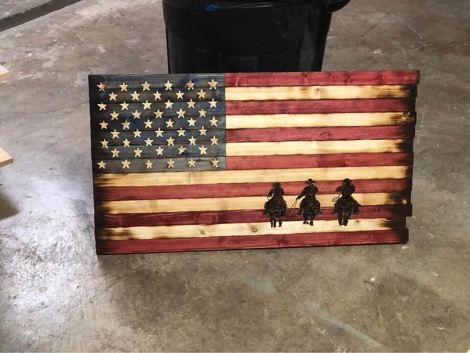Tres Vaqueros Wooden Flag - Etsy