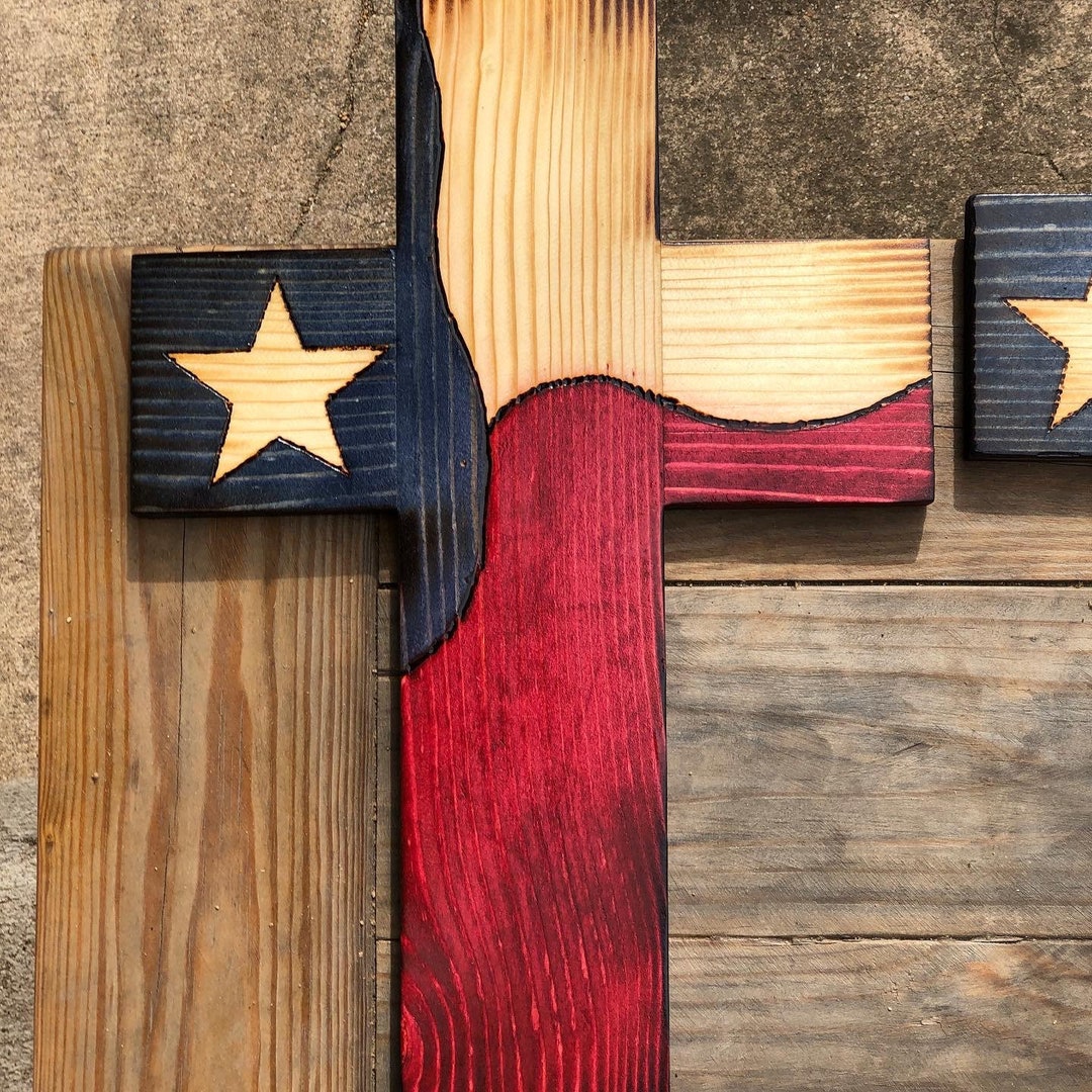 Wooden Texas Cross, Texas Flag Cross, Christian Decor, Christ-centered ...