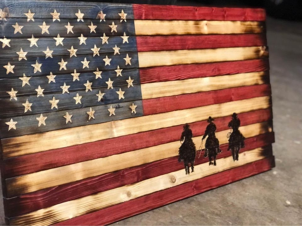 Tres Vaqueros Wooden Flag - Etsy
