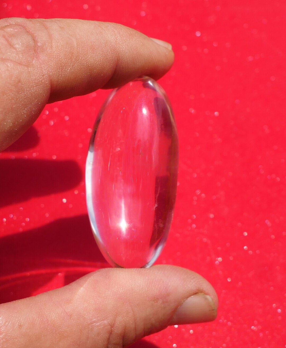 J998 20g QUARTZ SHIVA LINGAM Rock Crystal Magnifying Glass 40mm Pebble ...